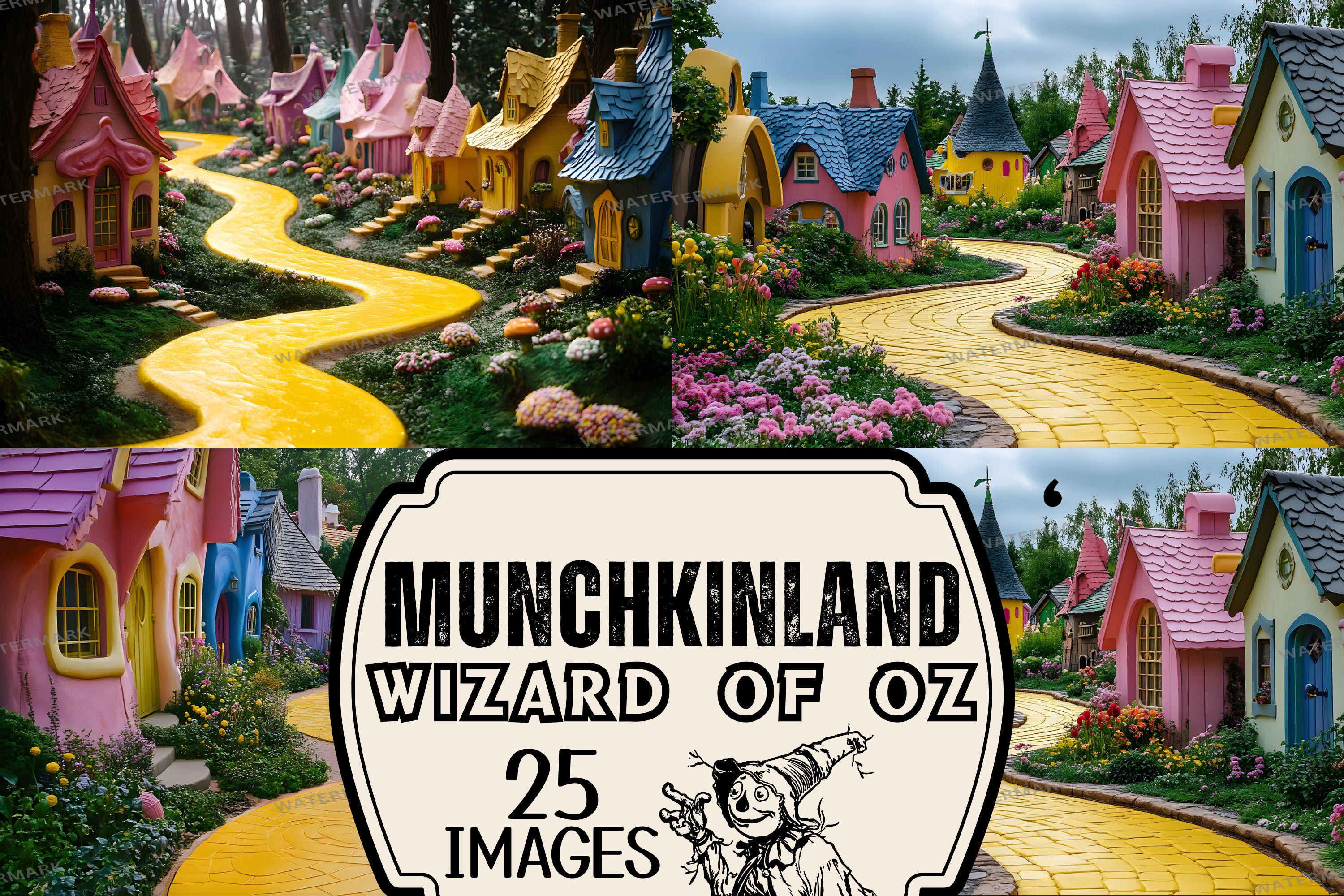 Munchkinland Wizard of Oz Backdrops - Whimsical Yellow Brick Road ...