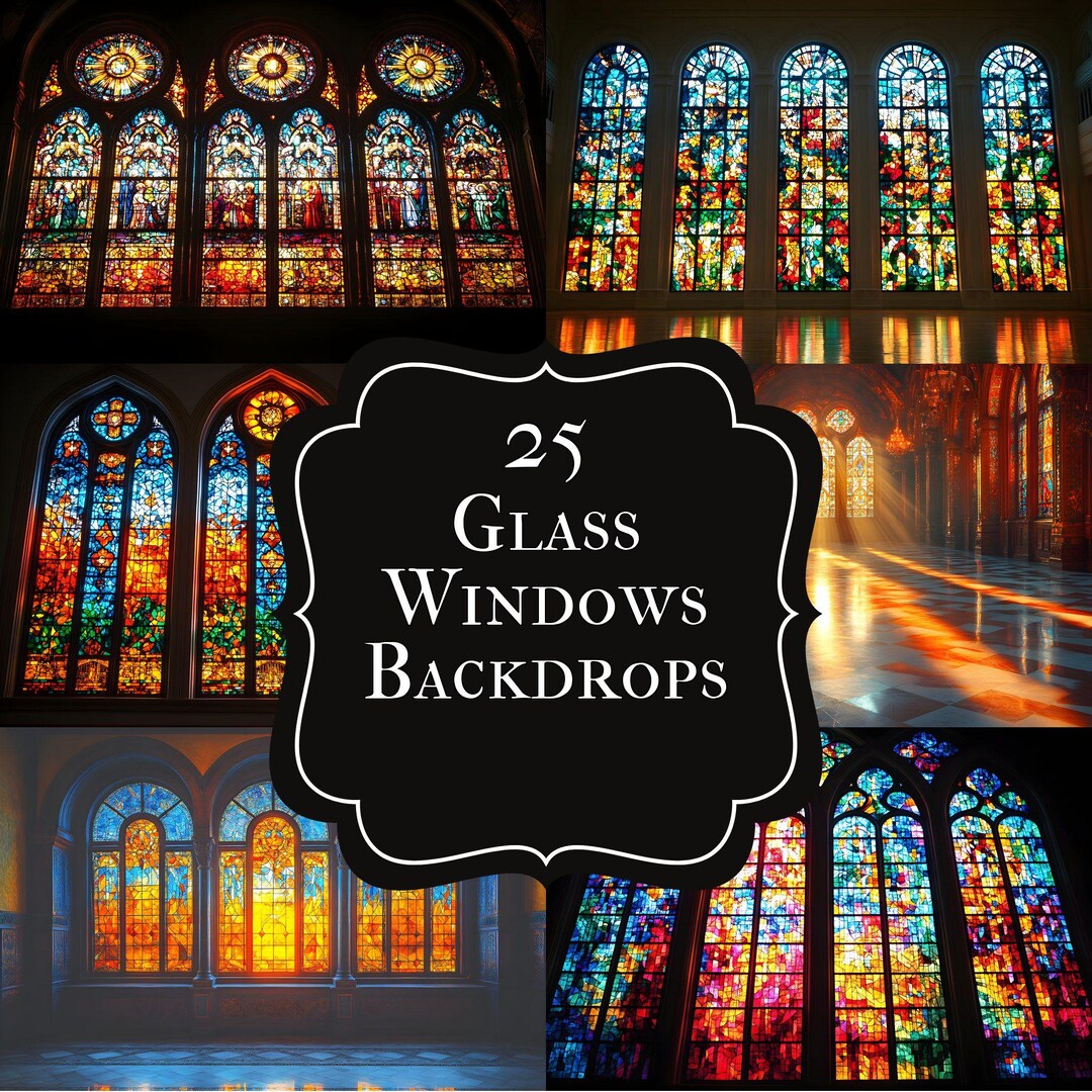 Stained Glass Window Digital Backdrop, Cinematic Backgrounds for ...