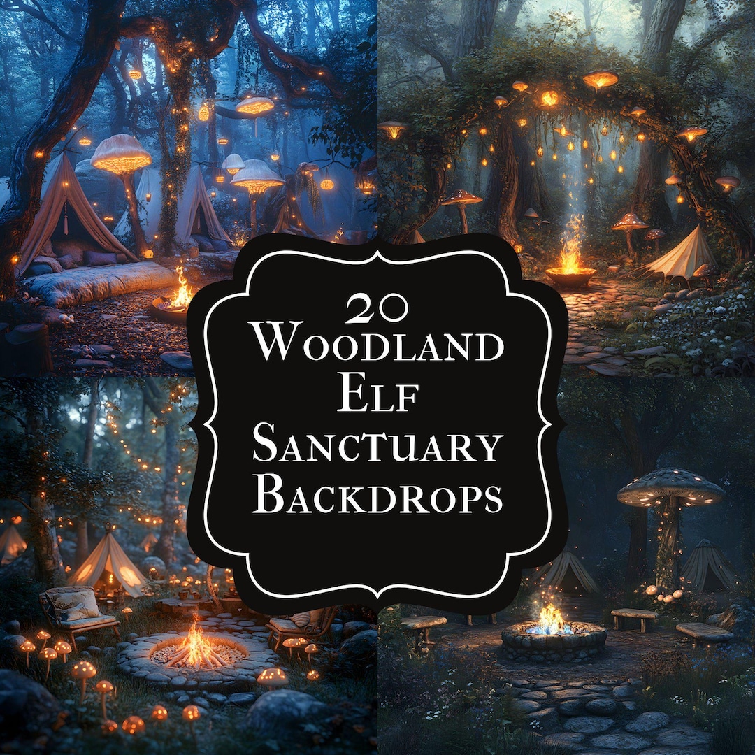 Woodland Elf Digital Backdrop Set, Fantasy Forest Backgrounds ...