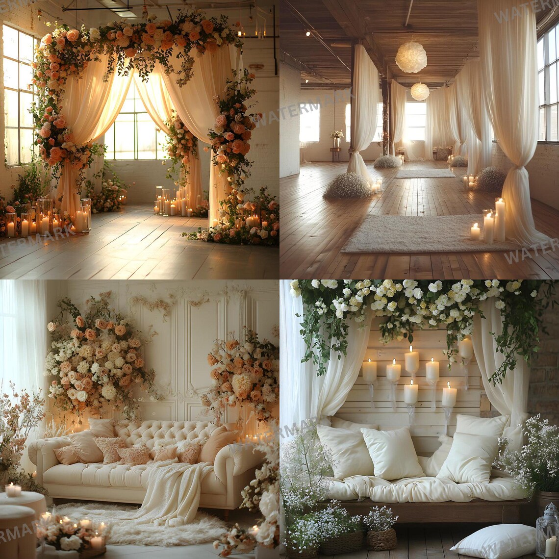 15 Intimate Wedding Backdrops - Romantic Digital Backgrounds for ...