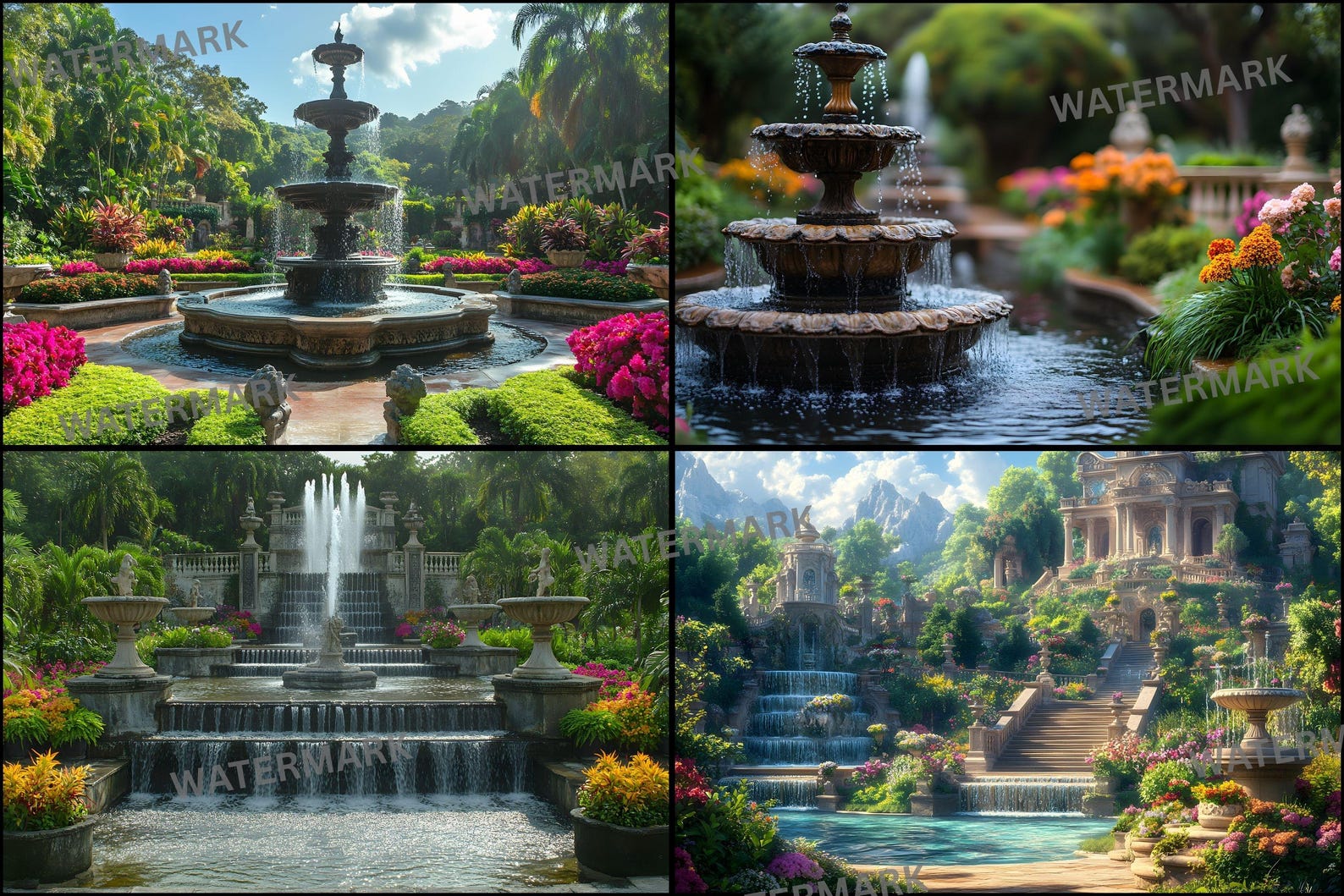 Grand Baroque Garden Digital Backdrop, Photography Background, Ornate ...