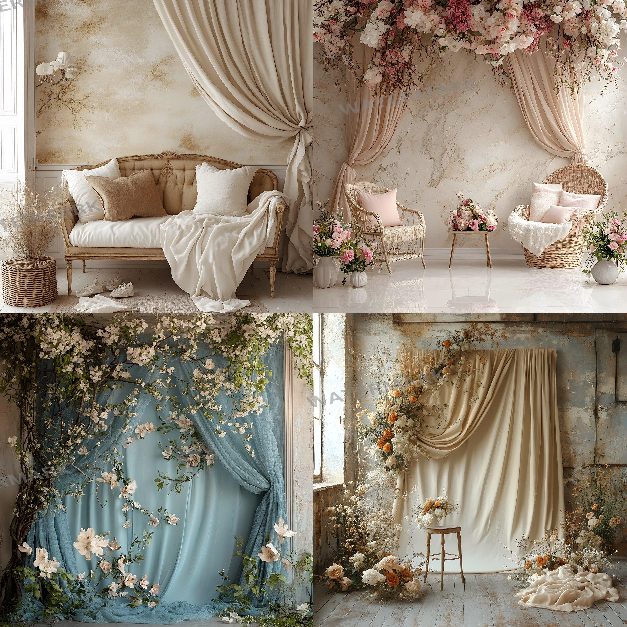 50 Curtains Drapes Backdrops | Digital Fabric Backgrounds | Elegant ...