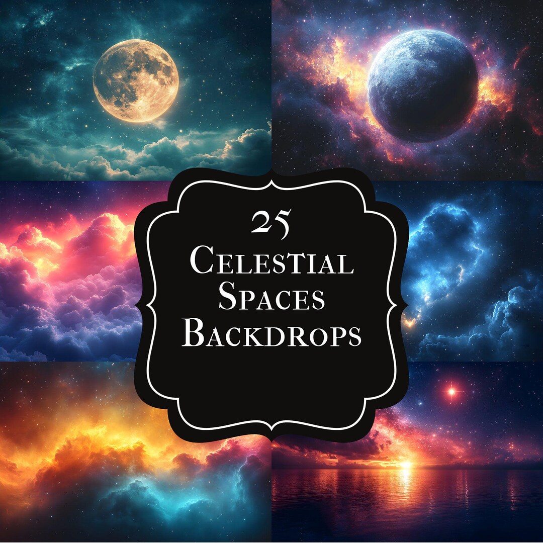 Celestial Space Digital Backdrop Bundle - 25 High-resolution Galaxy ...