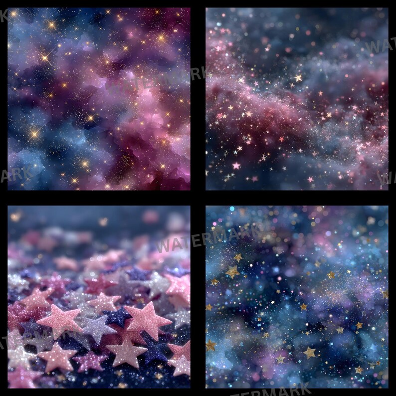 Celestial Stars Digital Backdrop, Magical Night Sky Background for ...