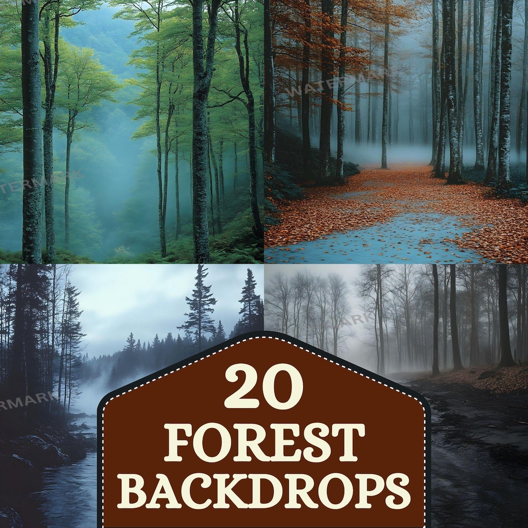 Misty Forest Photography Backdrops | 20 Foggy Woodland Scenes (digital ...