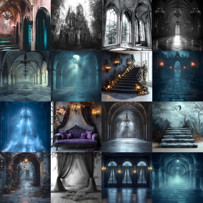 60 Gothic Digital Backdrops | Dark Photography Overlays (4096x4096px ...