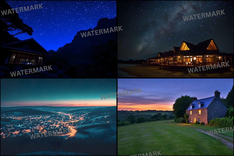 Starry Night Digital Backdrop Bundle, Dreamy Sky Backgrounds for ...