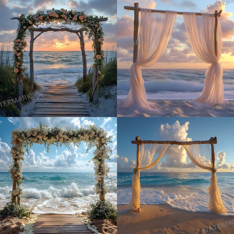 25 Beach Wedding Backdrops | Ocean Ceremony Arches (jpgs) - Etsy