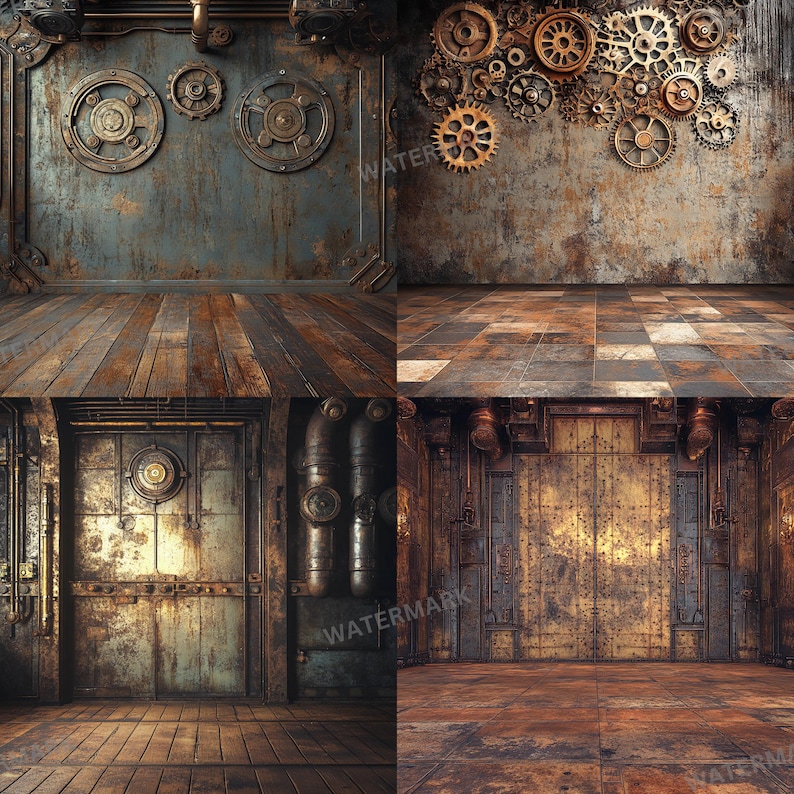 7 Steampunk Backdrops - Vintage Industrial Photography Backgrounds ...