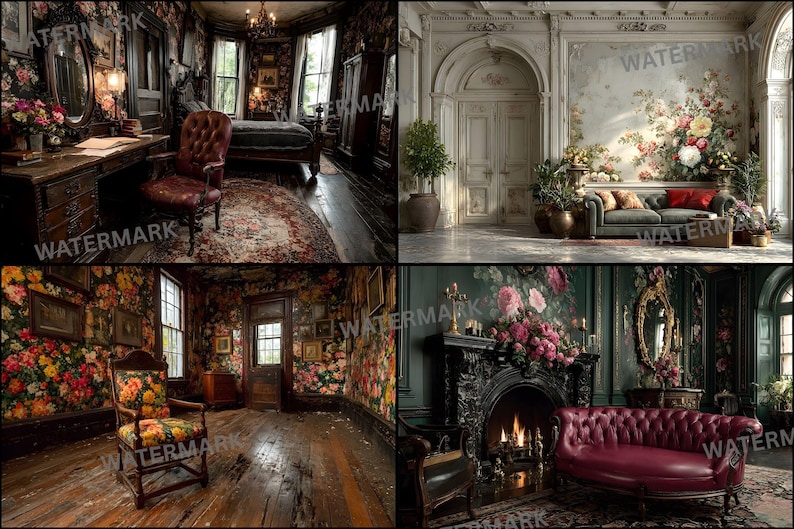 Victorian Living Photography Backdrop for Photographers, Digital ...