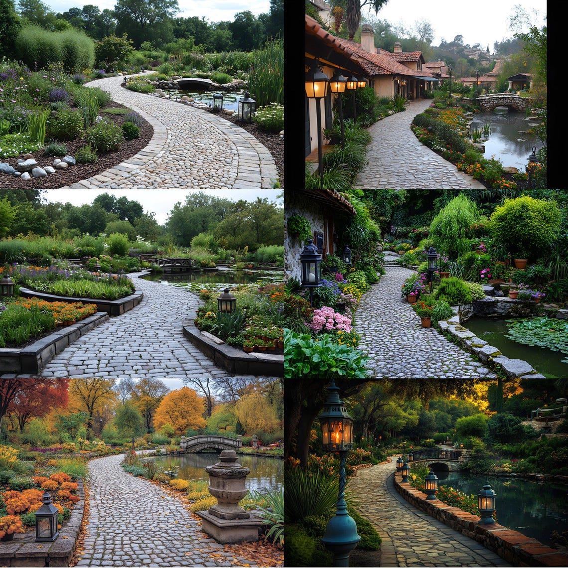 French Cobblestone Botanical Garden Digital Backdrop, Photography ...