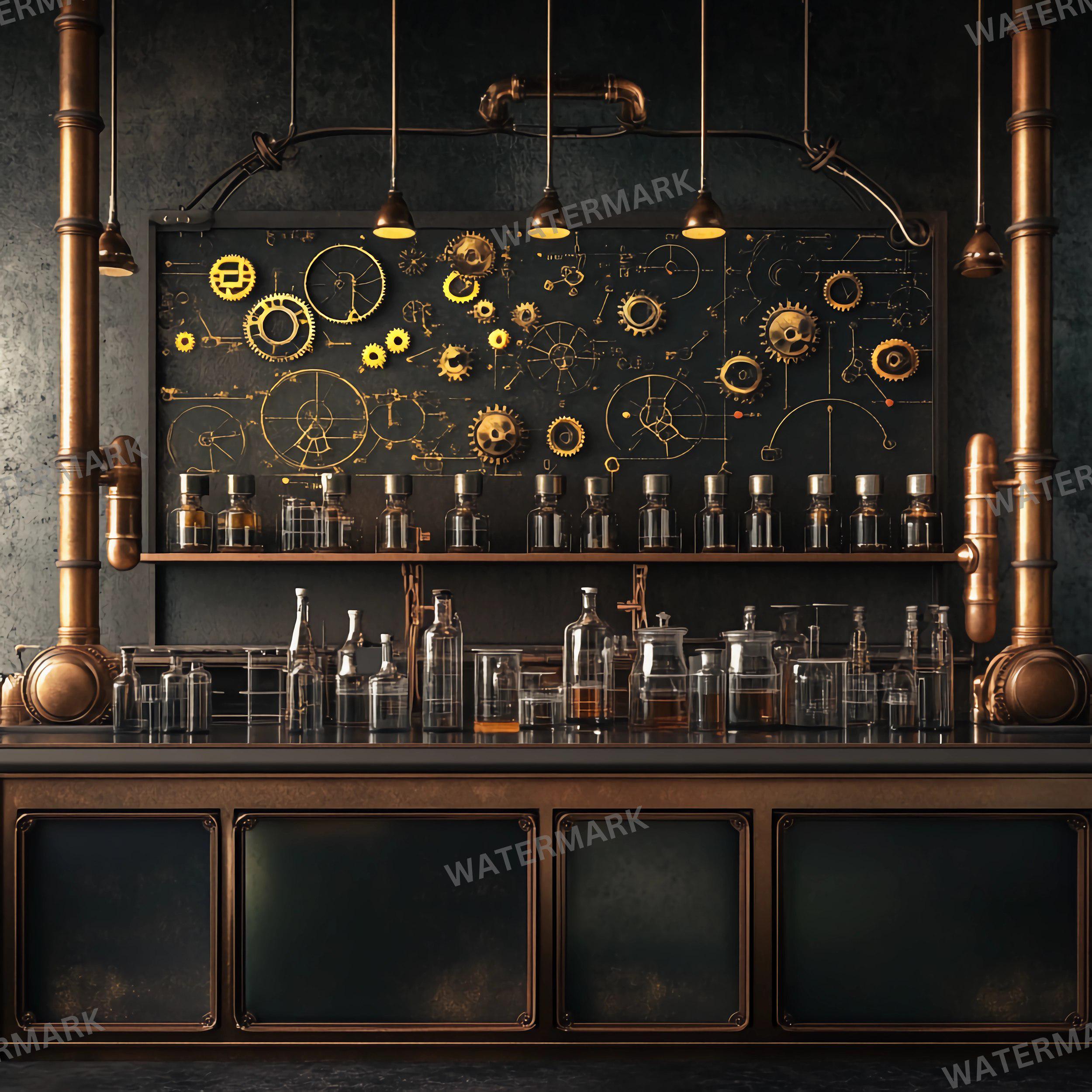8 Steampunk Laboratory Backdrops - Vintage Industrial Photography ...