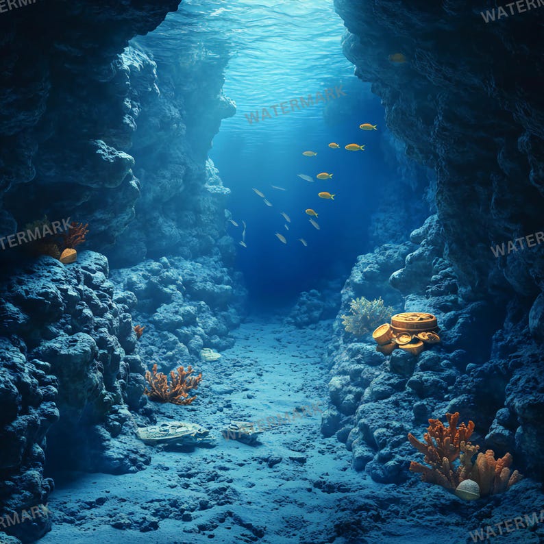 8 UNDERWATER CAVE BACKDROPS Digital Backgrounds for Photography ...
