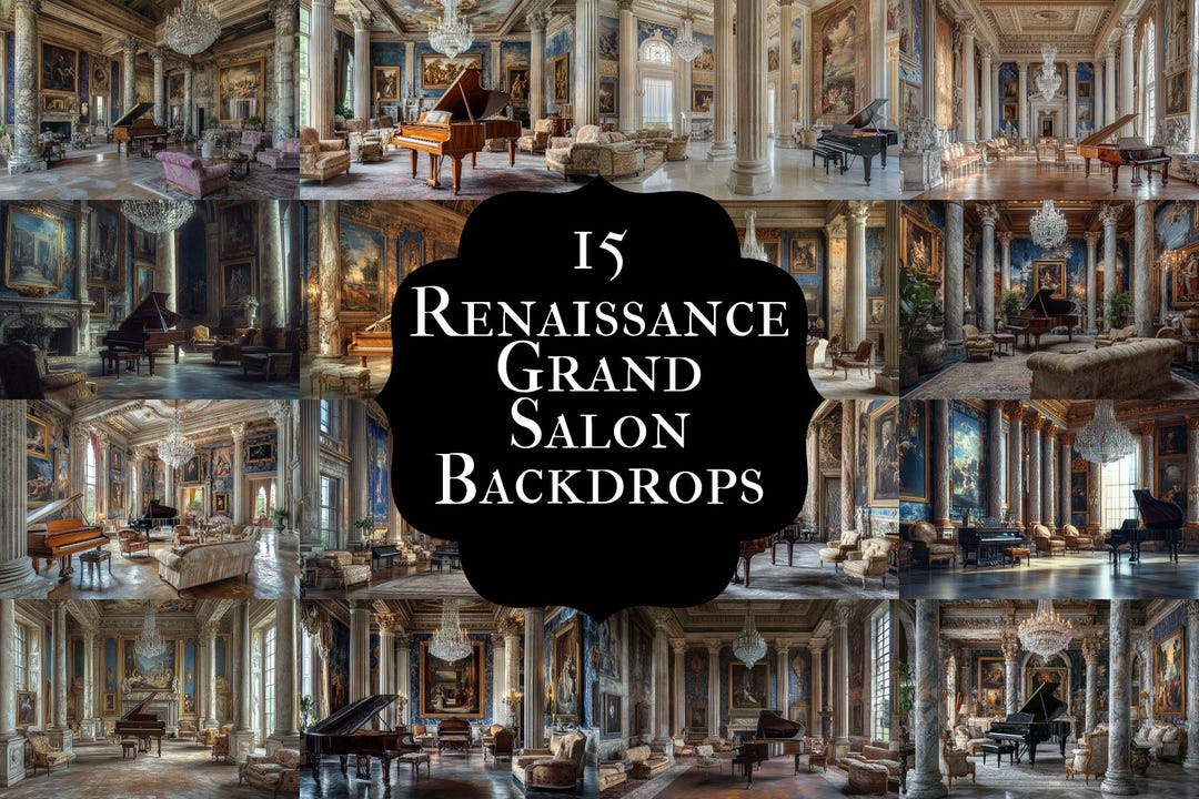 Renaissance Grand Salon Backdrop: 15 Pngs for Portraiture, Historical ...