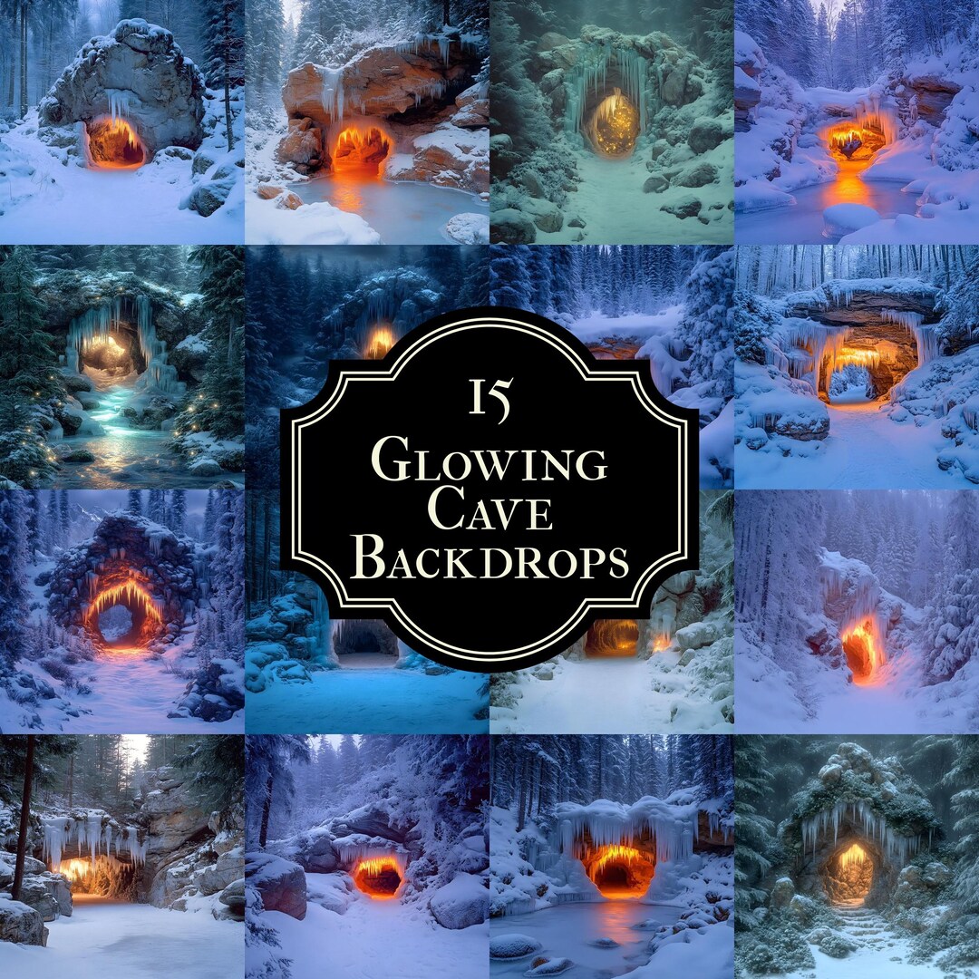 15 Glowing Winter Cave Digital Backdrops Portraits, Photoshop Master ...