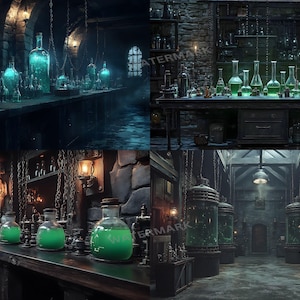Mad Scientist Lab Backdrop, Dark Science Laboratory, Gothic Alchemy ...