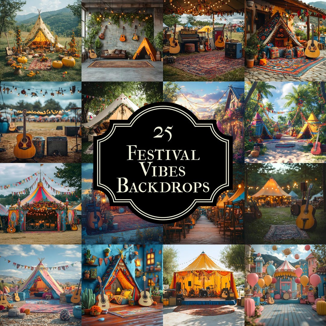 25 Festival Vibes Backdrops – Boho Photography Overlays (jpgs) - Etsy