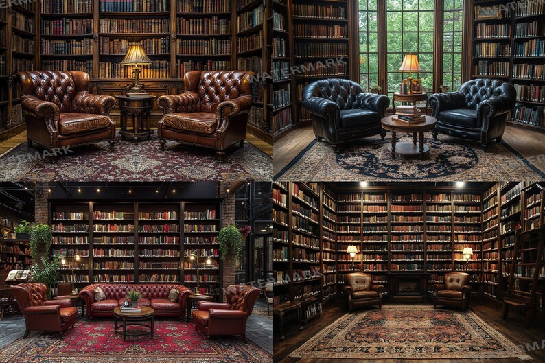 Cozy Reading Room Photography Backdrops, Vintage Library (digital ...