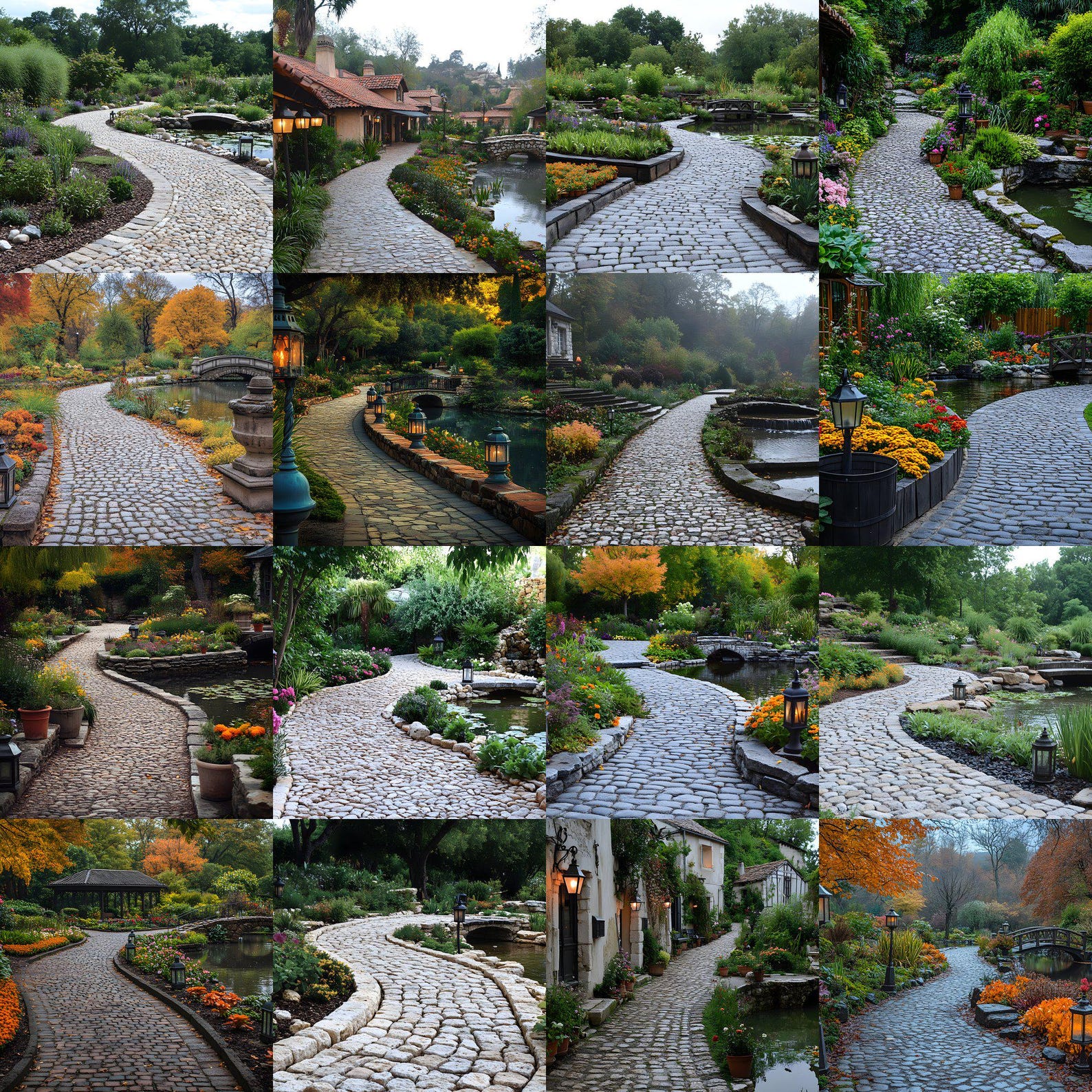 French Cobblestone Botanical Garden Digital Backdrop, Photography ...