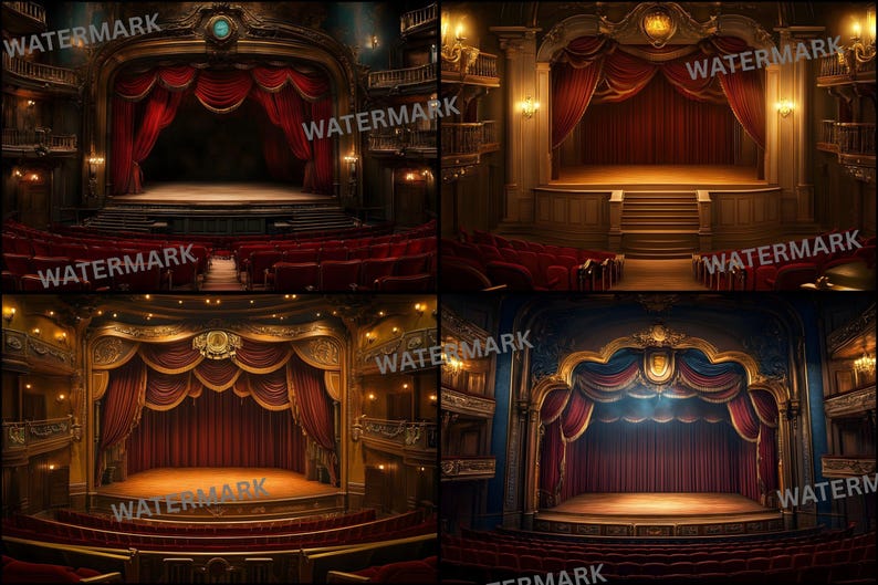 Opulent Opera House Digital Backdrop, Grand Theater Background for ...