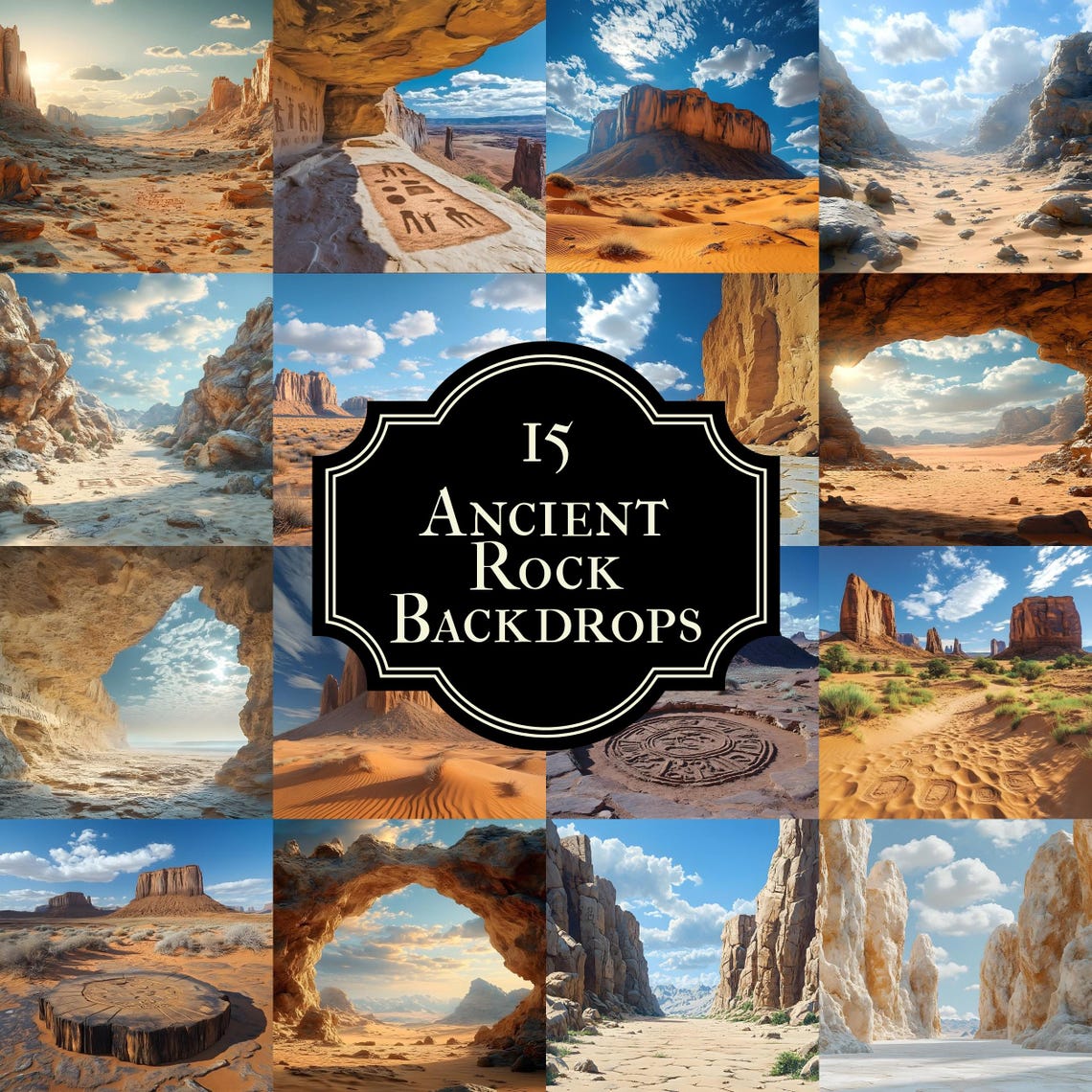 15 Ancient Rock Photography Backdrops – Desert Canyon Overlays (JPG) - Etsy