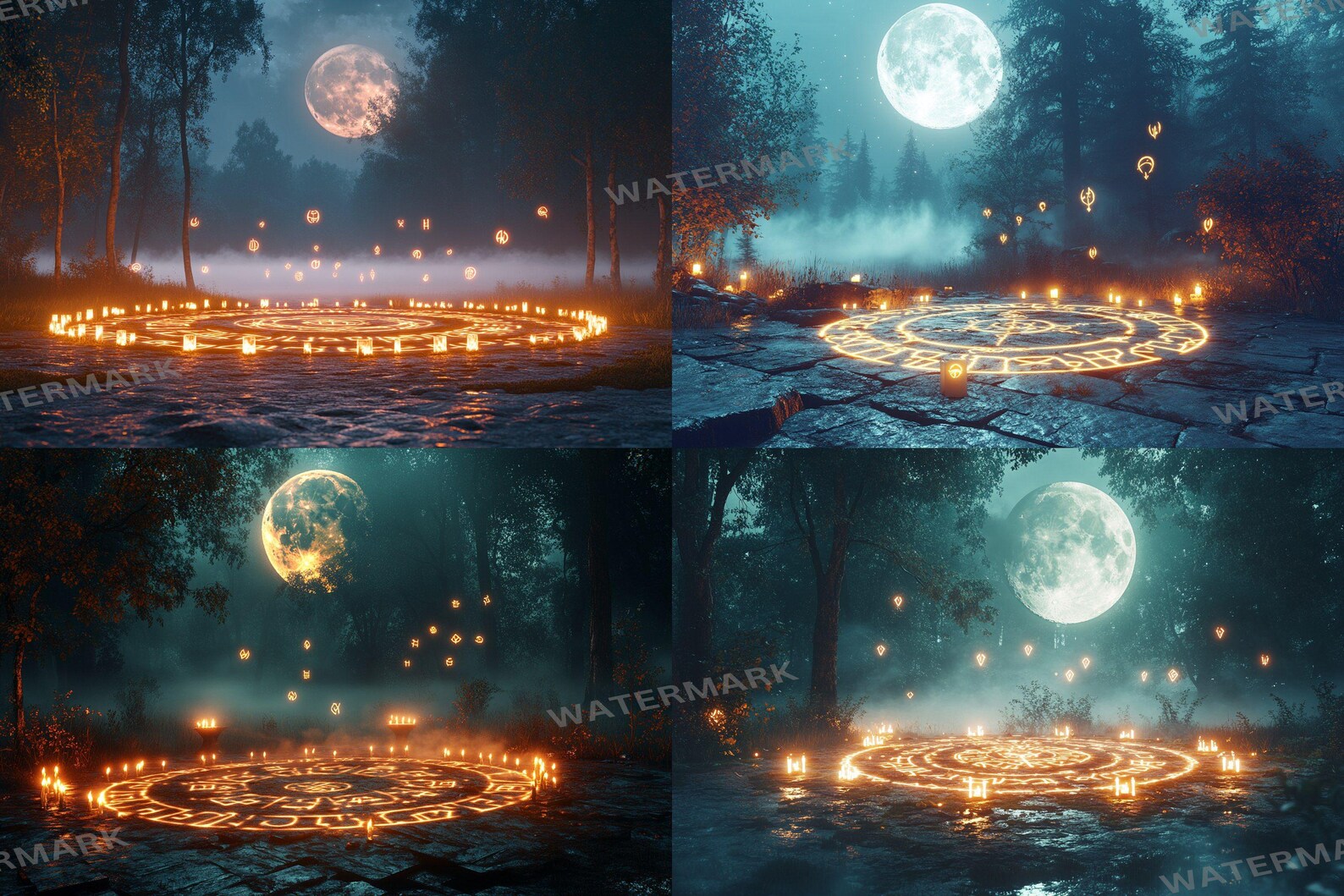 Full Moon Ritual Backdrops - Moonlight Photography Backgrounds ...