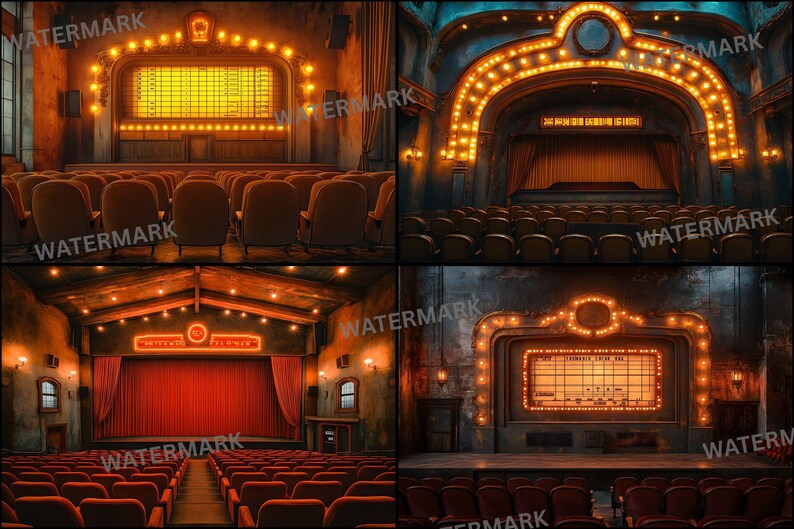 Vintage Cinema Hall Backdrops, Retro Movie Theater Backgrounds ...