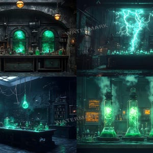 Mad Scientist Lab Backdrop, Dark Science Laboratory, Gothic Alchemy ...