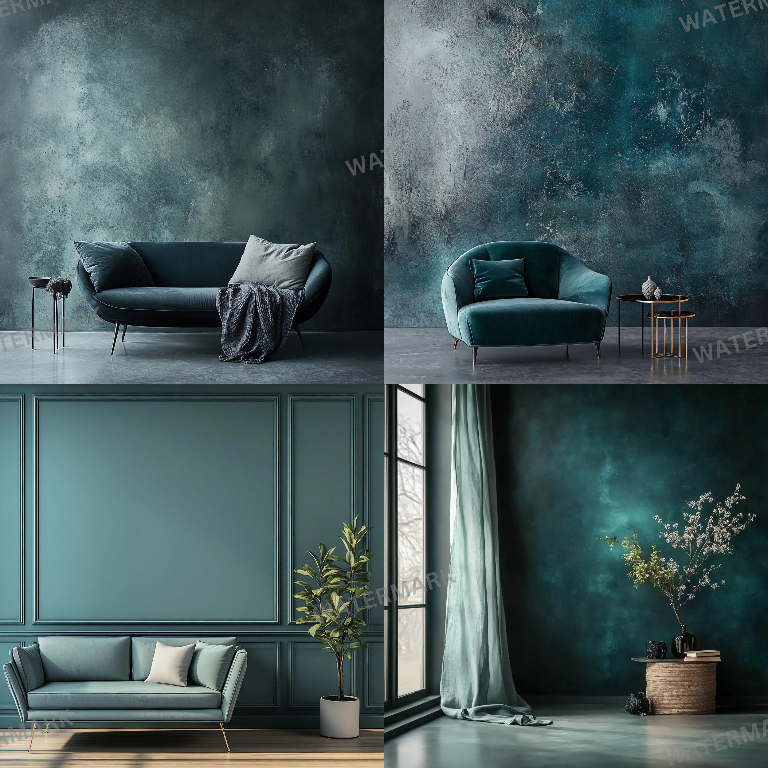 8 Turquoise Room Backdrops | Moody Interior Digital Backgrounds With ...