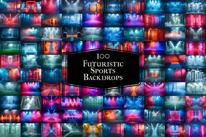 Neon Sports Photography Backdrop Bundle – 100 Digital Backgrounds ...