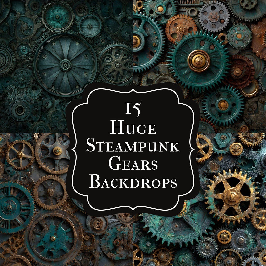 Steampunk Gears Digital Backdrop, Industrial Photography Background ...