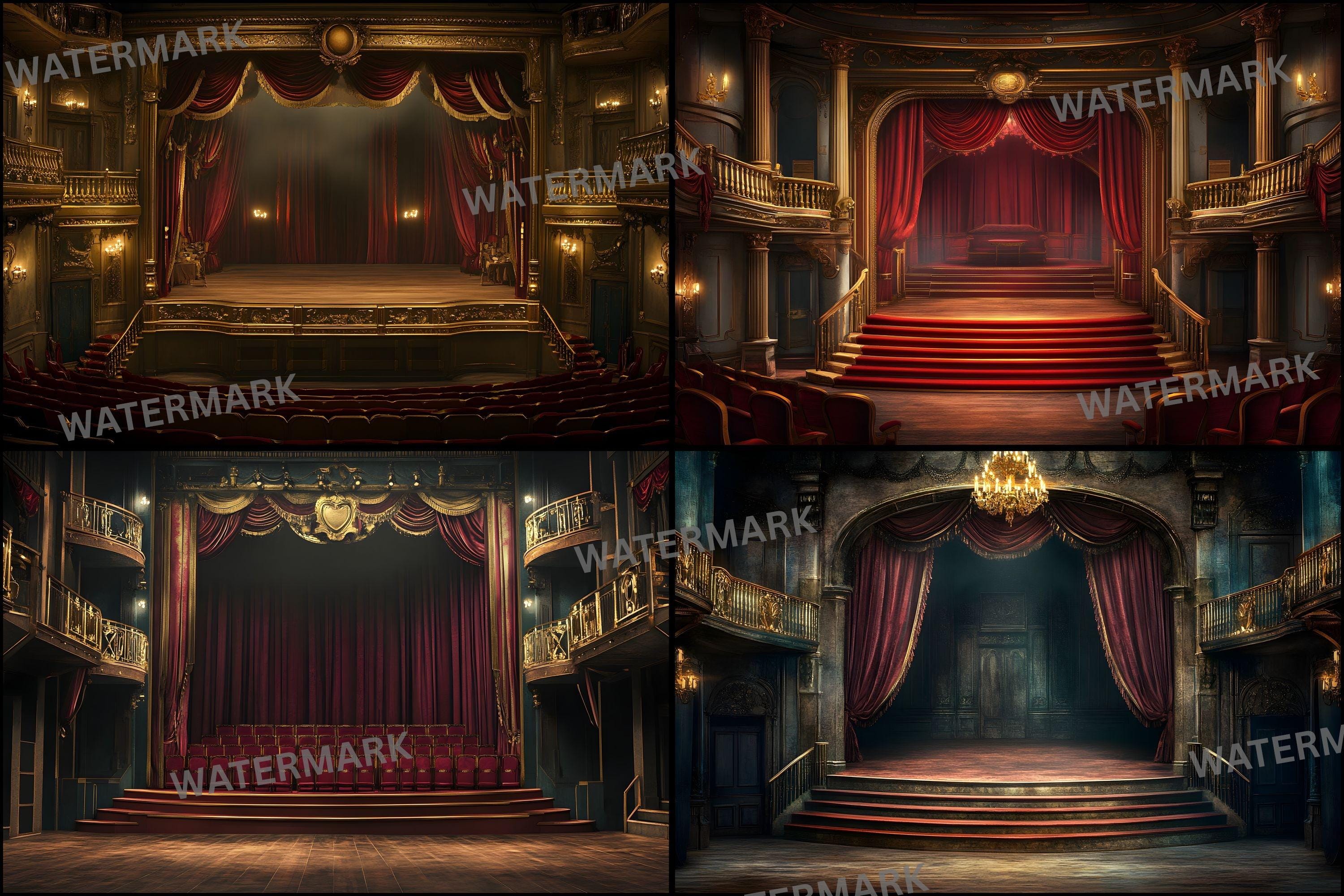 Opulent Opera House Digital Backdrop, Grand Theater Background for ...
