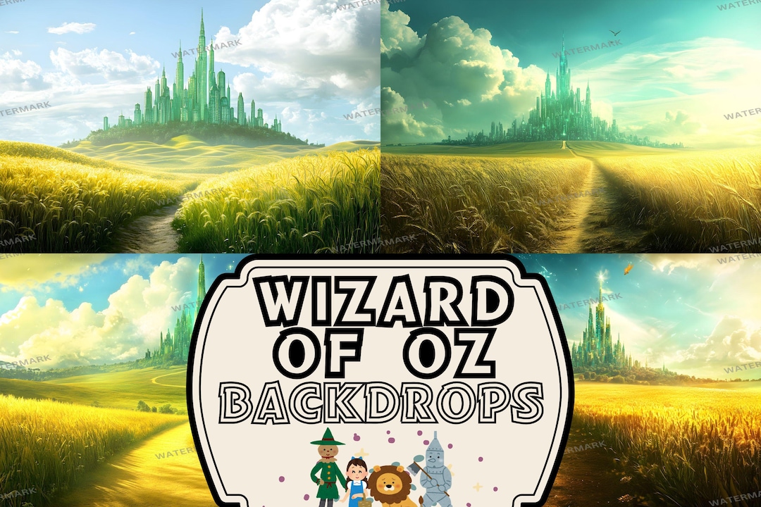 Emerald City Wizard of Oz Digital Backgrounds | Fantasy Green Cityscape ...