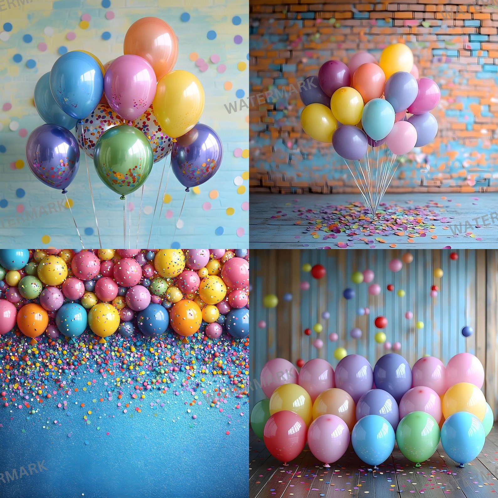80 Rainbow Balloon Photography Backdrops | Birthday Overlays (jpgs) - Etsy