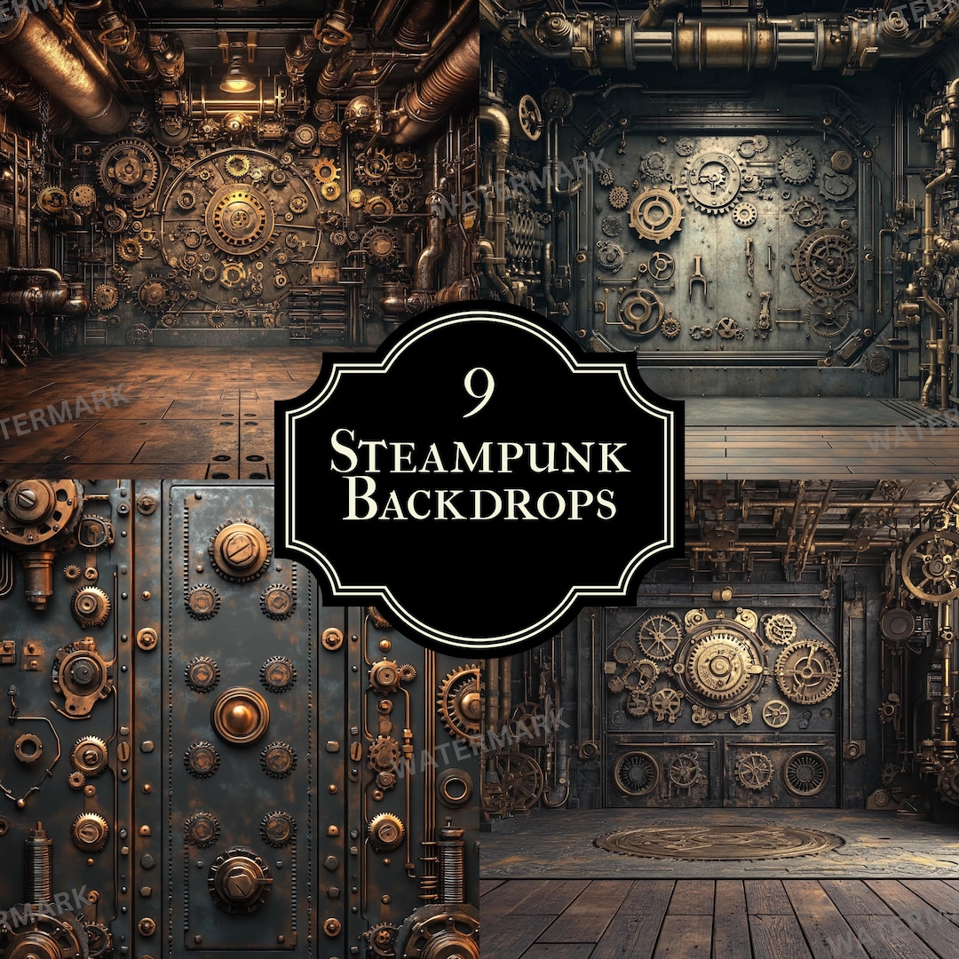 9 Steampunk Backdrops - Vintage Industrial Photography Backgrounds ...