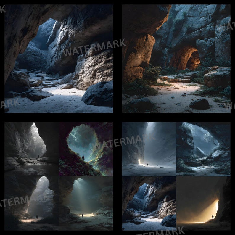 Dark Cave Corner Digital Backdrop, Fantasy Photography Background, Cave ...