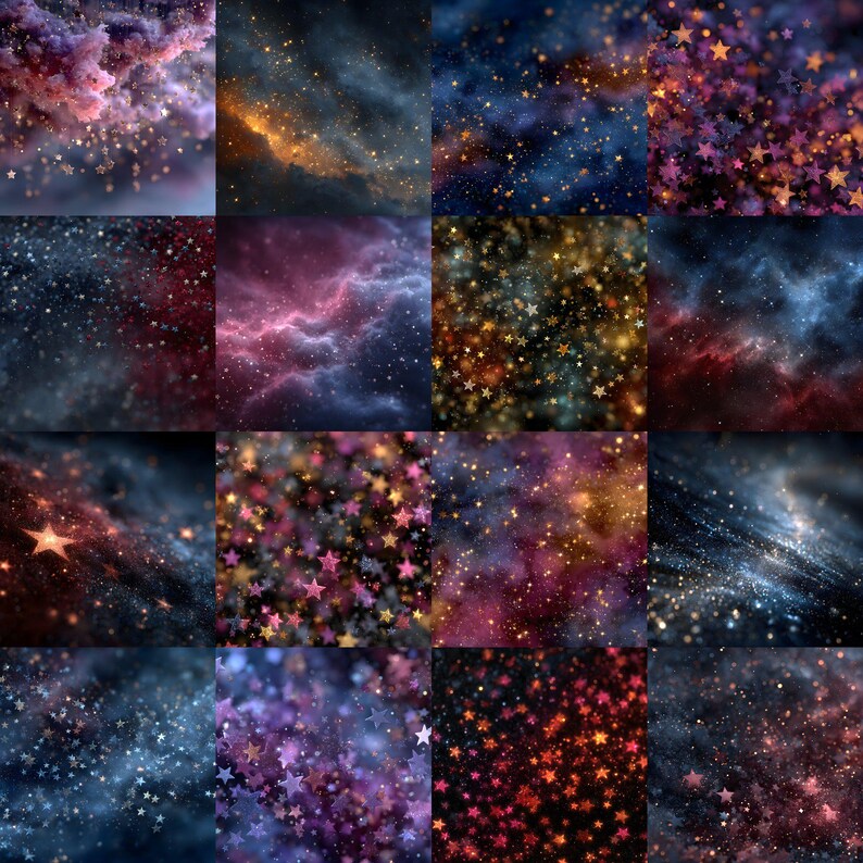 Celestial Stars Digital Backdrop, Magical Night Sky Background for ...