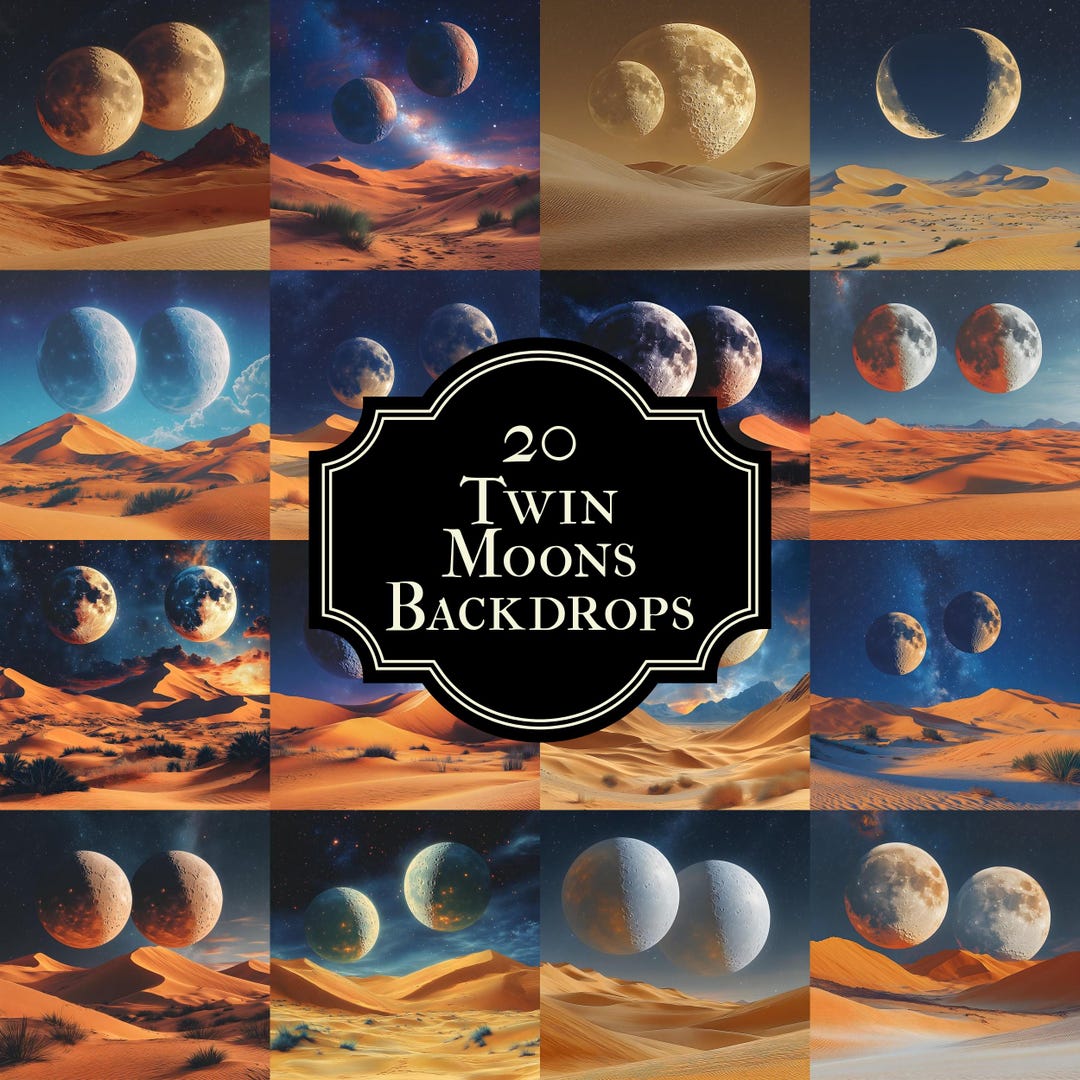 20 Twin Moons Desert Backdrops, Photoshop Overlays (jpgs) - Etsy