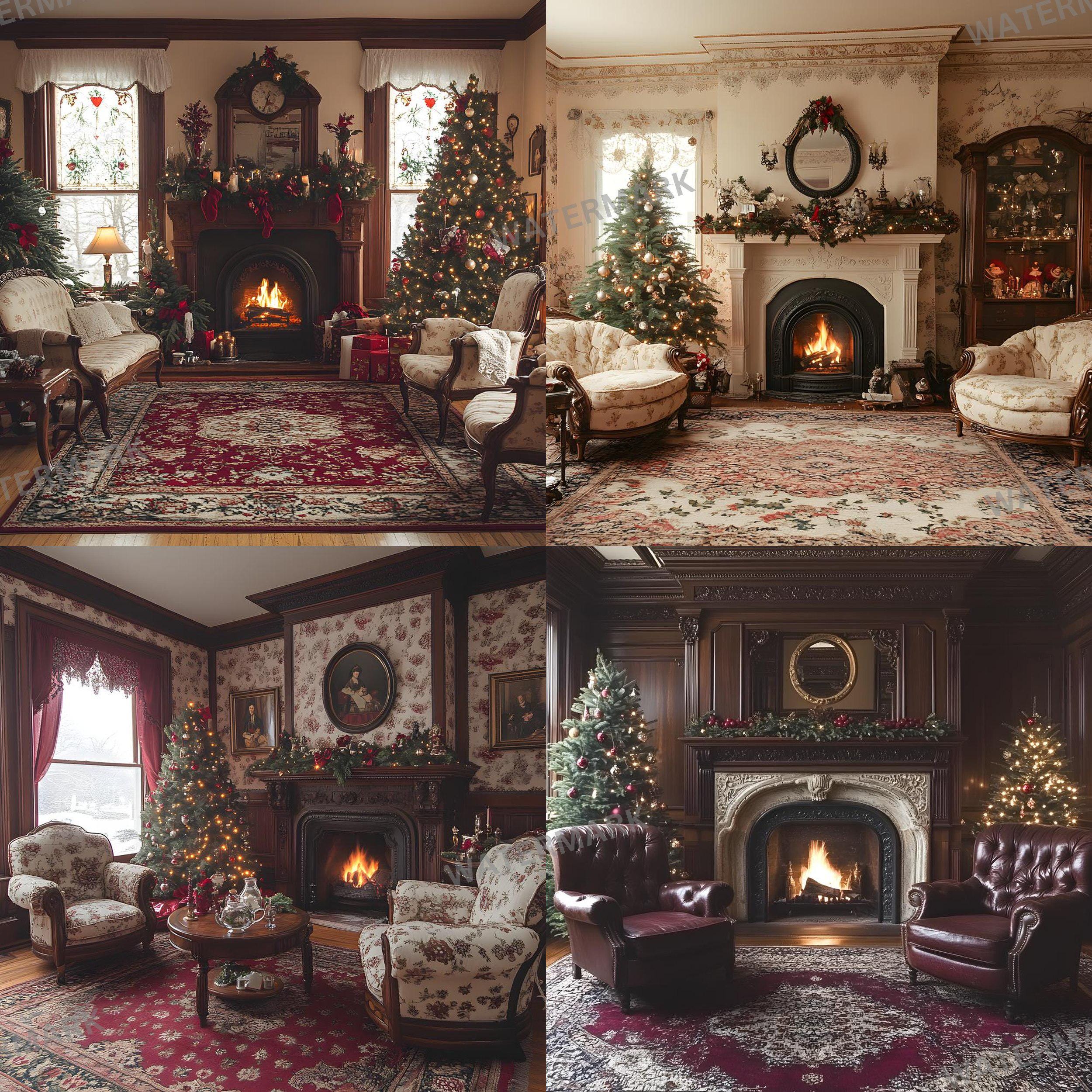 20 Victorian Winter Backdrops - Elegant Christmas Digital Backgrounds ...