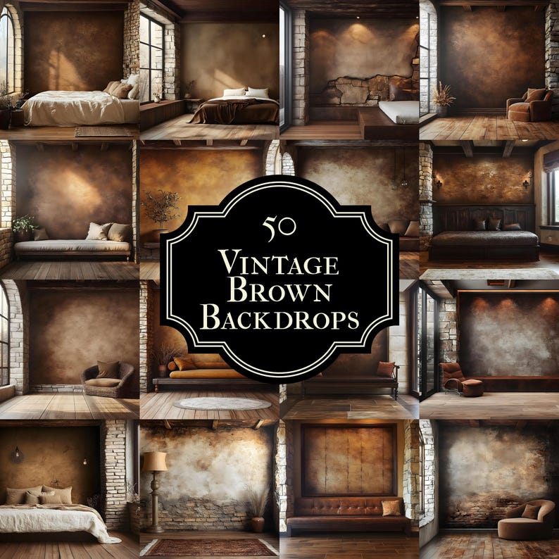 50 Vintage Brown Backdrops - Rustic Digital Backgrounds - Fine Art ...