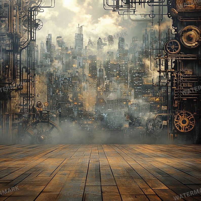 7 Steampunk City Backdrops | Dark Gritty Industrial Backgrounds With ...