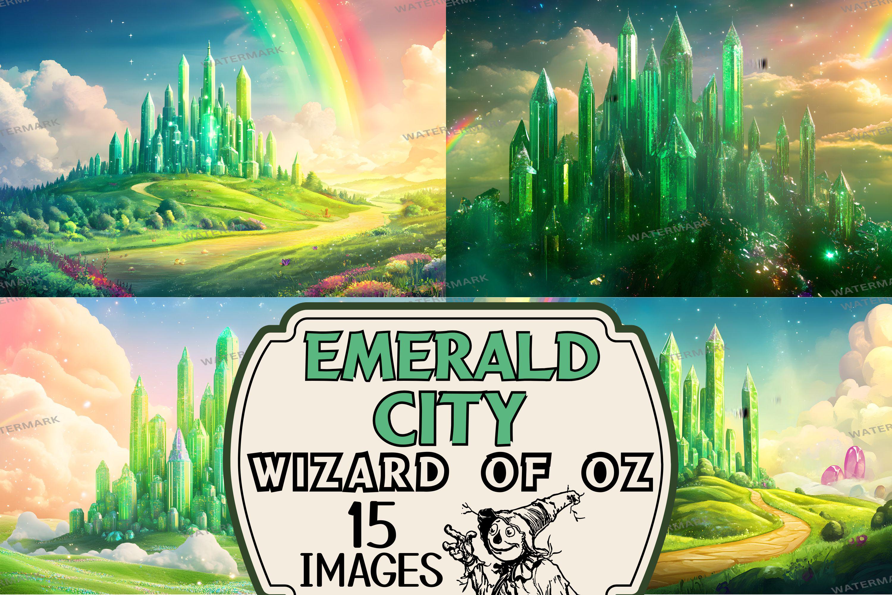 Emerald City Wizard of Oz Digital Backgrounds | Fantasy Green Cityscape ...