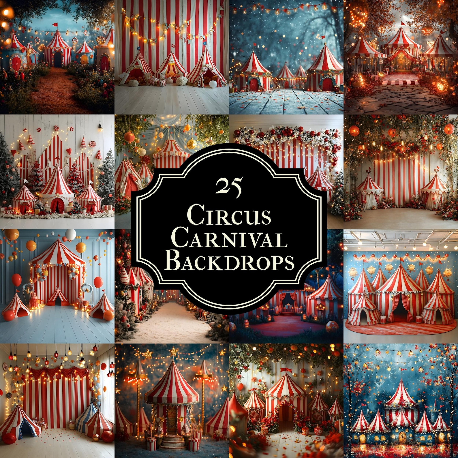 25 Circus Carnival Backgrounds - Photoshop Master Overlays, Fair ...