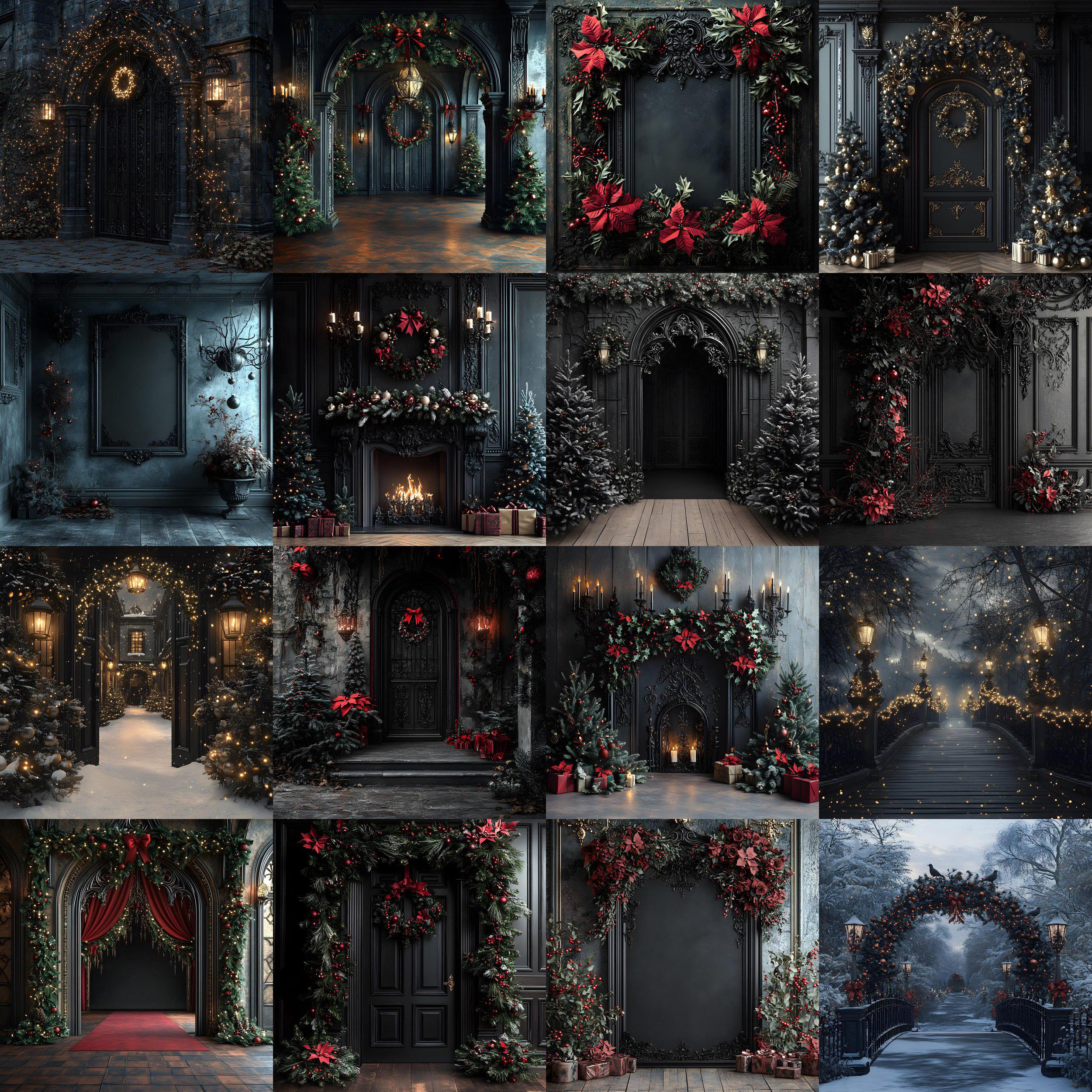 Gothic Christmas Backdrop, Digital Backdrop, Master Overlays, Gothic ...