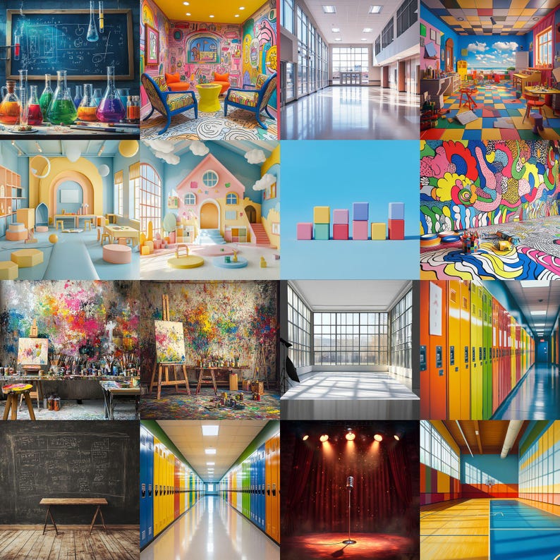 School & Kindergarten Photography Backdrops | 200 Digital Backdrops ...