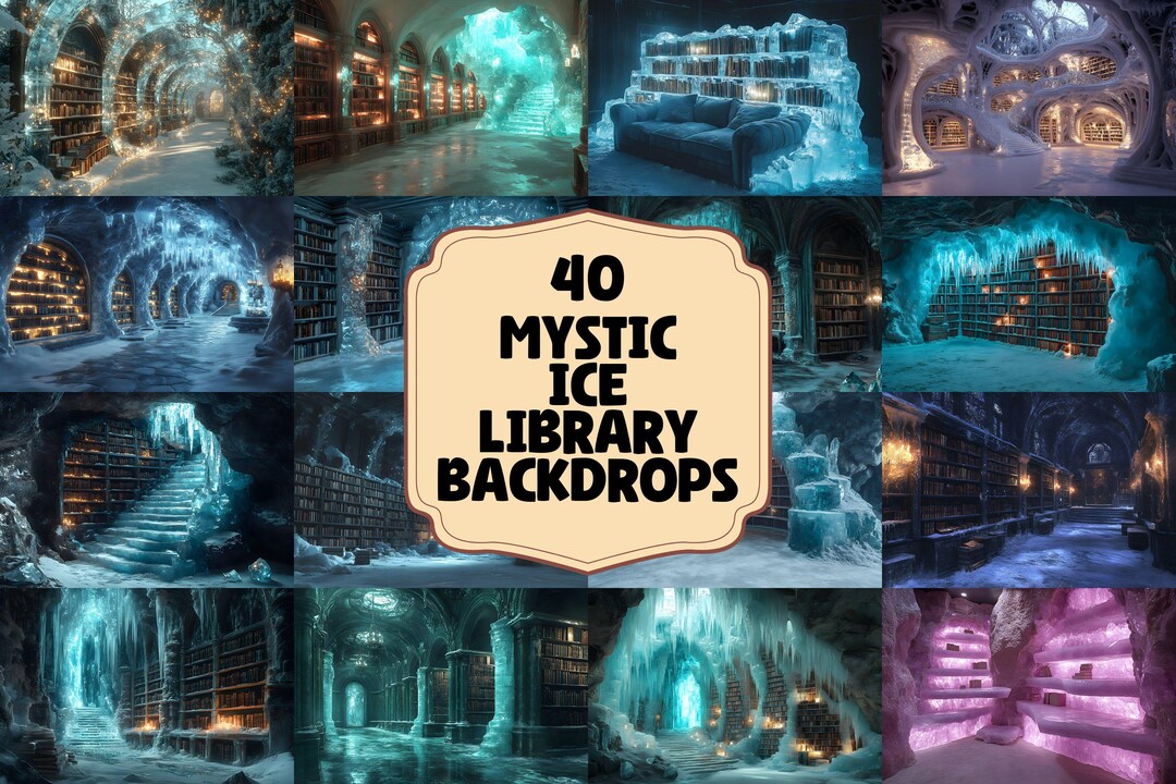 40 Mystic Ice Library Backdrops for Digital and Video Use | Frozen ...