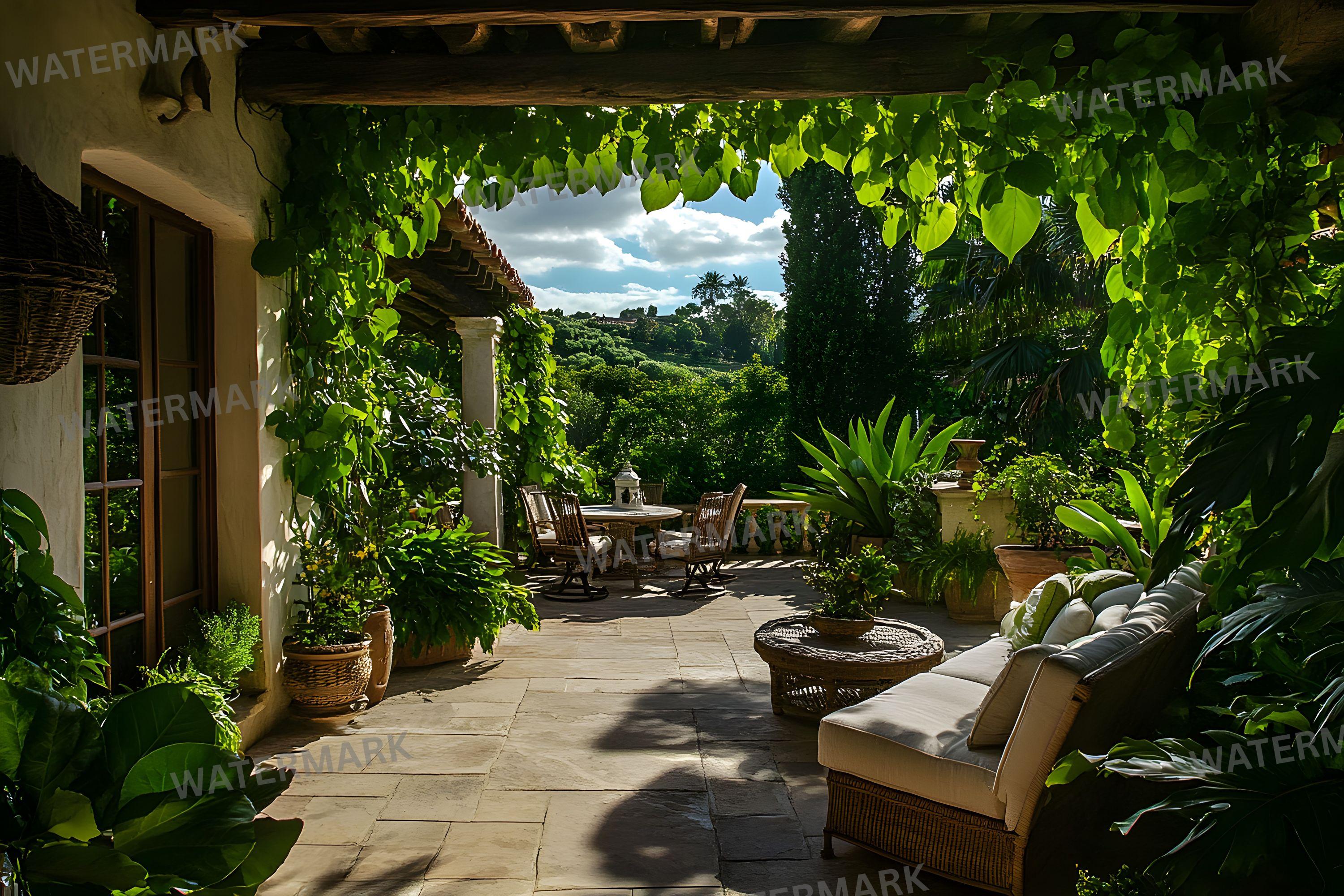 Mediterranean Villa Backdrop, Patio Background, Italian Photography ...