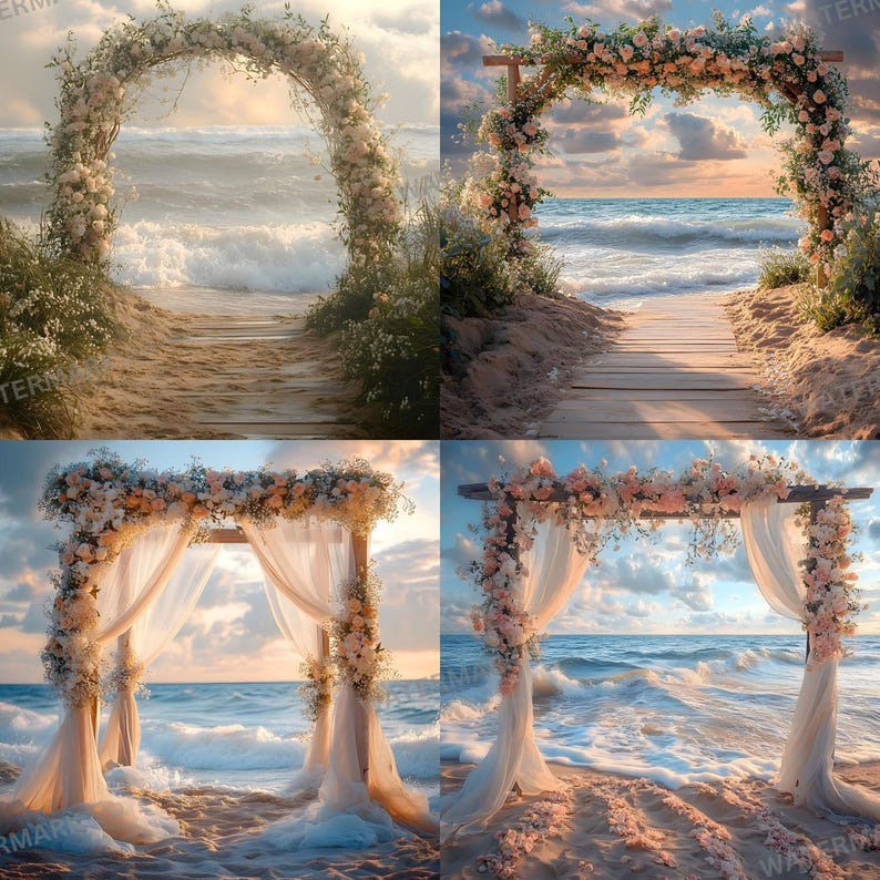 25 Beach Wedding Backdrops | Ocean Ceremony Arches (jpgs) - Etsy