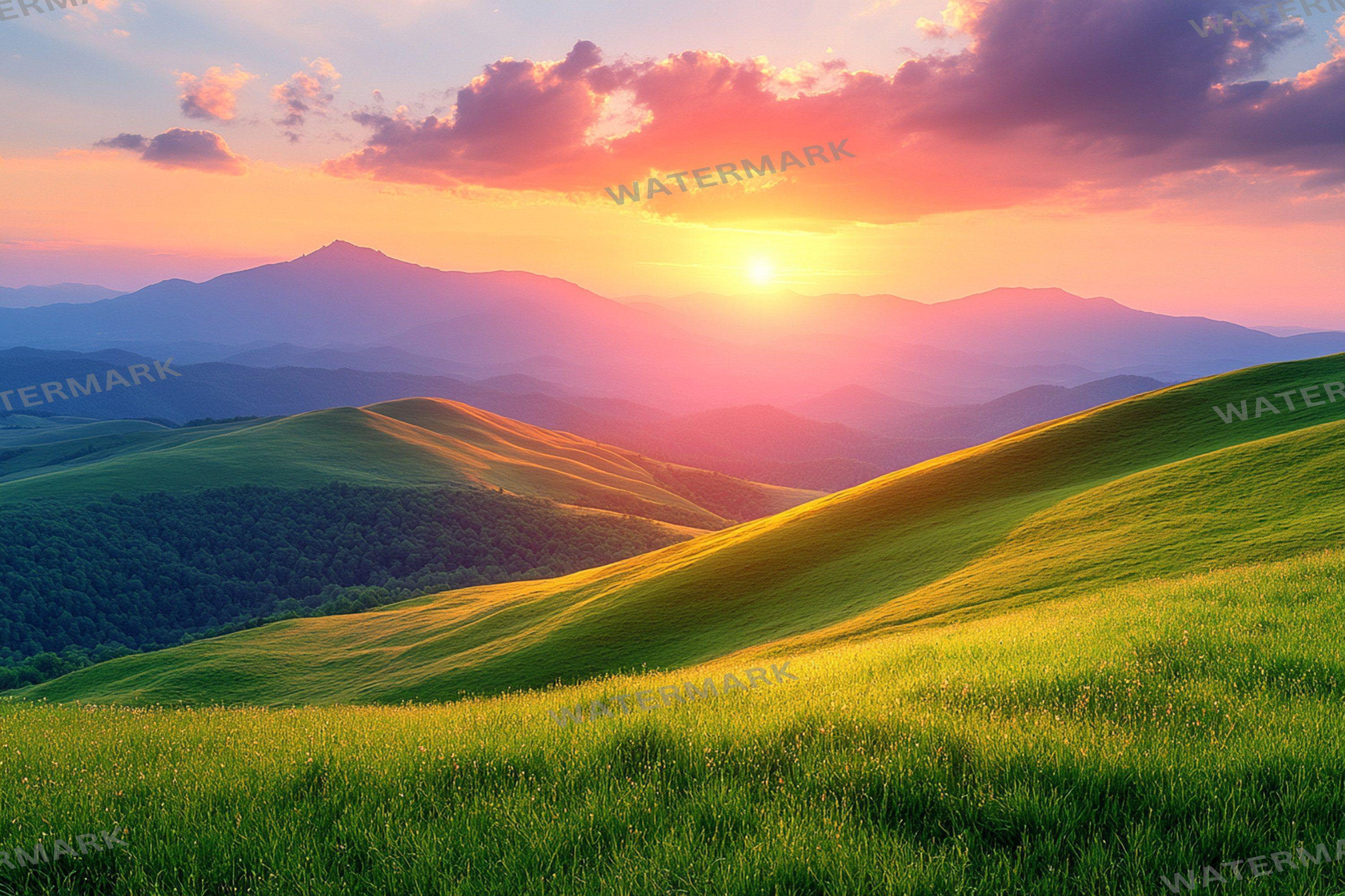 Sunset Rolling Hills Photography Backdrop – Golden Hour Landscape (10 ...