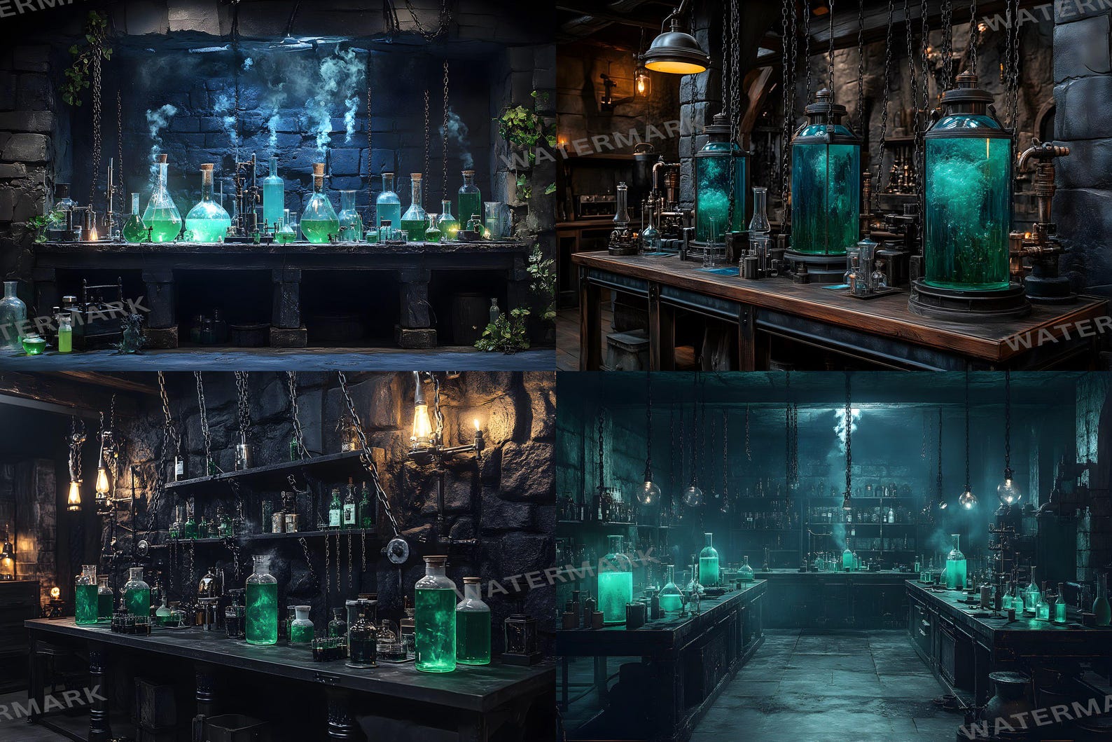 Mad Scientist Lab Backdrop, Dark Science Laboratory, Gothic Alchemy ...
